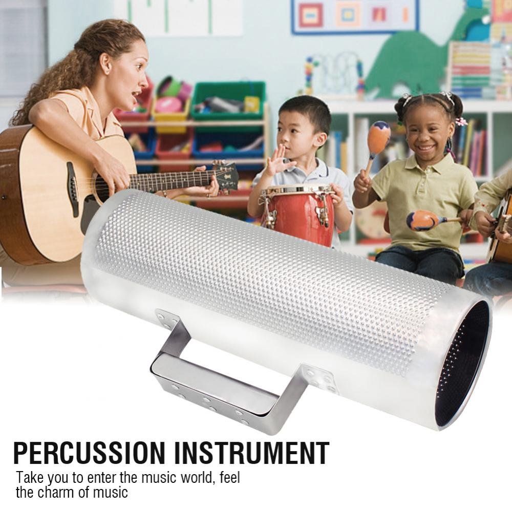 Tbest Guiro Instrument,Stainless Steel Metal Guiro Musical Percussion Instrument Training Tool with Scraper Guiro Dominicana Instrument Merengue