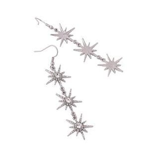 star drop dangle earrings crystal snowflake earrings for woman silver winter party christmas wedding women's jewelry tengkou (silver-plated-base)