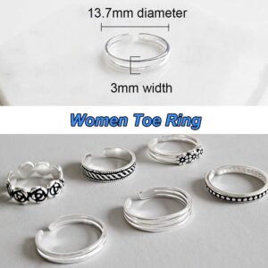 925 sterling silver open cuff toe ring for women adjustable pinky ring band size 2-4…