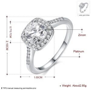 Yuren Eternal Love Women's 18K Rose/White Gold Plated CZ Diamond Engagement Rings Best Promise Rings Anniversary Wedding Bands (Silver, US code 6)