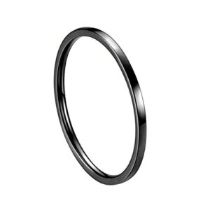 inreng women's stainless steel 1mm thin plain midi stacking ring band comfort fit black size 4