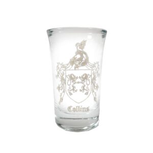 collins irish family coat of arms shot glass 1.5oz - free personalized engraving