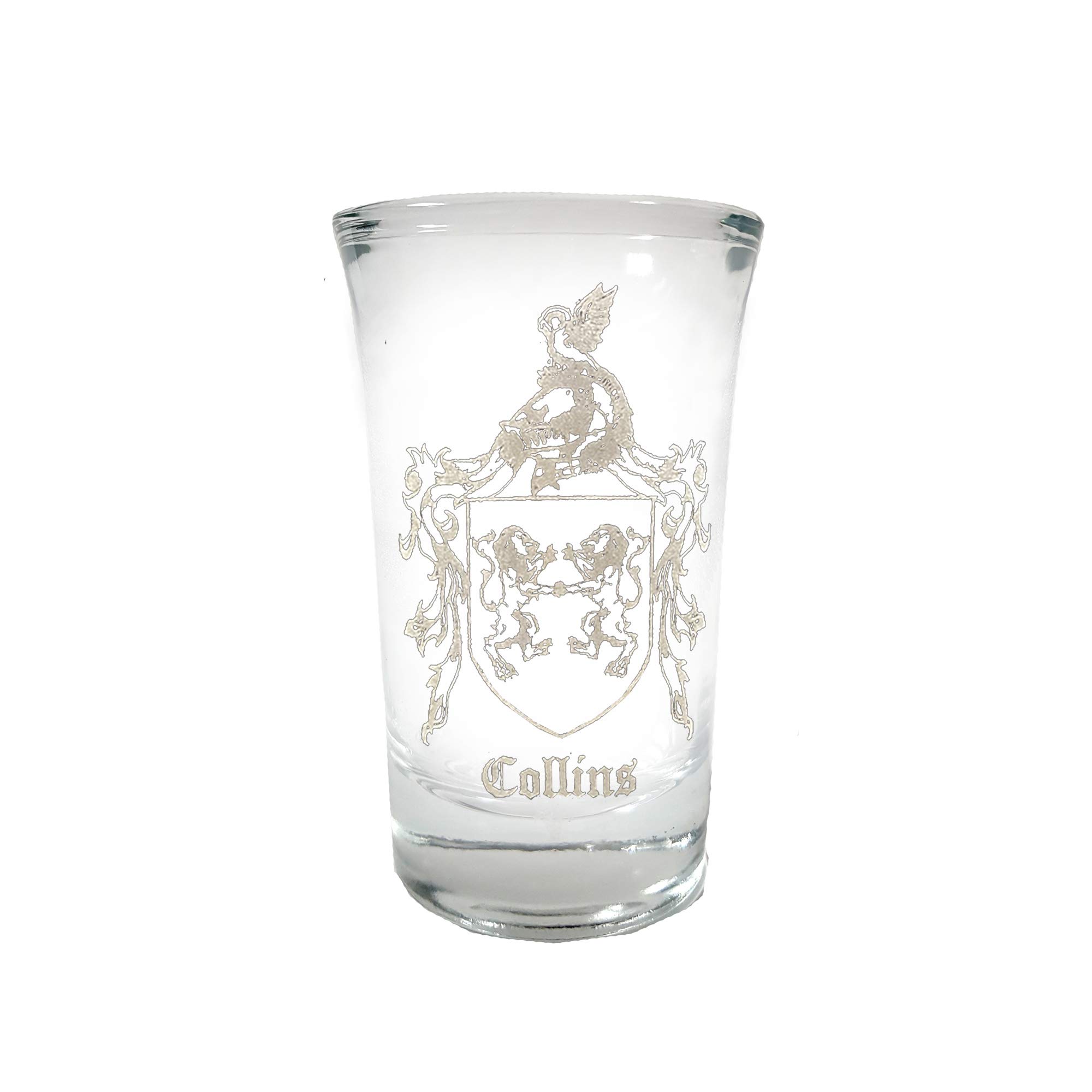 Collins Irish Family Coat of Arms Shot Glass 1.5oz - Free Personalized Engraving