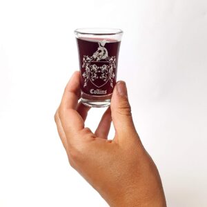 Collins Irish Family Coat of Arms Shot Glass 1.5oz - Free Personalized Engraving