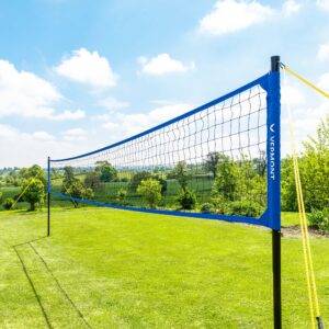 vermont portable volleyball sets [beach or standard] | volleyball training equipment - volleyball posts, fivb nets, guy ropes & carry bag | volleyball net outdoor (pro set)