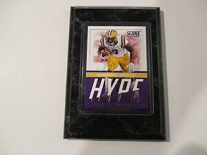 leonard fournette louisiana state university 2017 score hype player card mounted on a 4" x 6" black marble plaque