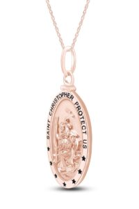 affy saint christopher protect us religious pendant necklace in 14k gold over sterling silver