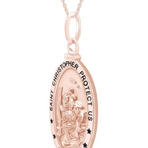 AFFY Saint Christopher Protect Us Religious Pendant Necklace in 14k Gold Over Sterling Silver