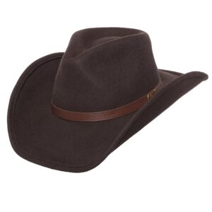 Men's Outback Wool Cowboy Hat Dakota Brown Shapeable Western Felt by Silver Canyon, Brown, Medium