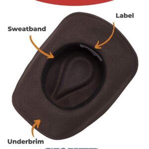 Men's Outback Wool Cowboy Hat Dakota Brown Shapeable Western Felt by Silver Canyon, Brown, Medium