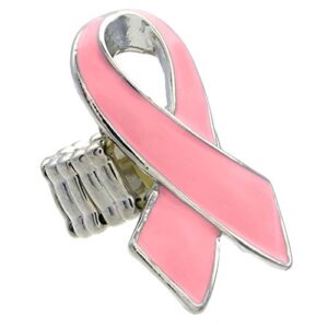 SoulBreezeCollection Pink Ribbon Breast Cancer Awareness Charm Cocktail Ring Stretch Adjustable Band (Styl 4)