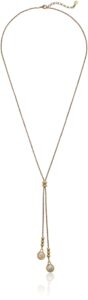 lucky brand pearl lariat necklace, gold, one size