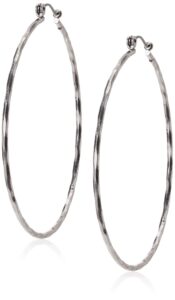 lucky brand silver hammered hoop earrings, one size