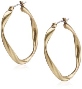 lucky brand twist hoop earrings, gold, one size