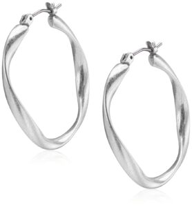 lucky brand twist hoop earrings, silver, one size