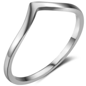 jude jewelers stainless steel pointed chevron classical simple plain statement promise ring (silver, 8)