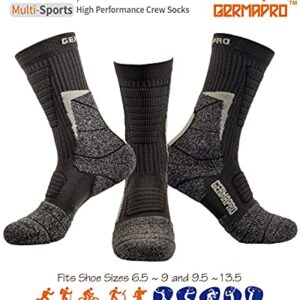 Men's Breathable Hiking Work Boot Socks w/Anti-Stress Moisture Wicking Germanium & Coolmax Fiber Lite-Compression 1/2 pr (X-Large, Brown)