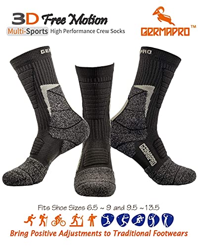 Men's Breathable Hiking Work Boot Socks w/Anti-Stress Moisture Wicking Germanium & Coolmax Fiber Lite-Compression 1/2 pr (X-Large, Brown)