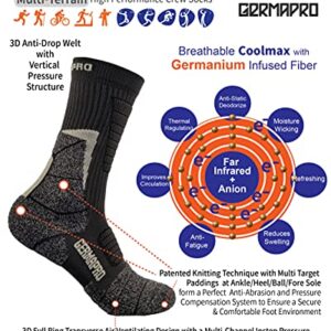 Men's Breathable Hiking Work Boot Socks w/Anti-Stress Moisture Wicking Germanium & Coolmax Fiber Lite-Compression 1/2 pr (X-Large, Brown)