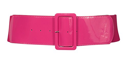 eVogues Women's Wide Patent Leather Fashion Belt Pink - One Size Junior