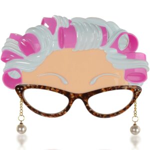 old lady fun shades (1 pc.) - vintage pink - sturdy plastic - one size fits most adults - perfect accessory for parties & events