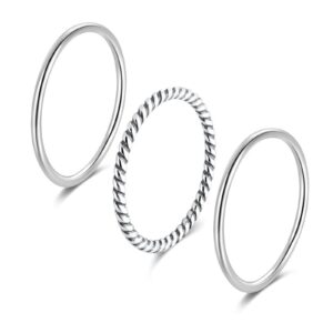 silbertale 925 sterling silver stacking minimalist midi above knuckle pinky finger rings bands 3pcs set size 2.5