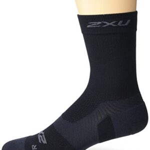 2XU Vectr Crew Sock, Black/Titanium, Small