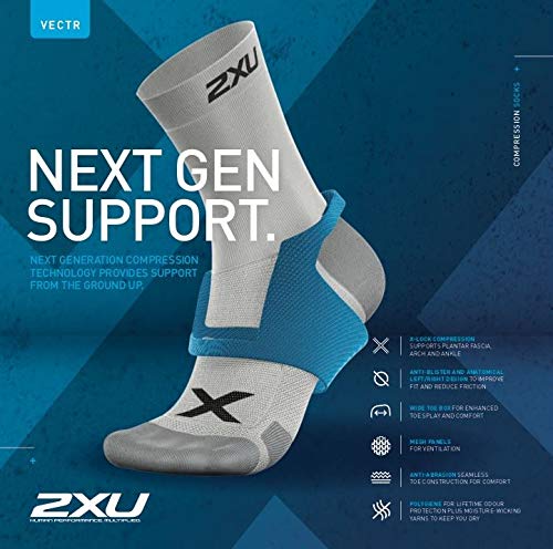 2XU Vectr Crew Sock, Black/Titanium, Small