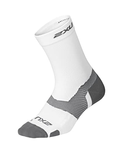 2XU Vectr Crew Sock, White/Grey, Small