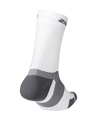 2XU Vectr Crew Sock, White/Grey, Small