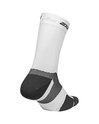 2XU Vectr Crew Sock, White/Grey, Small