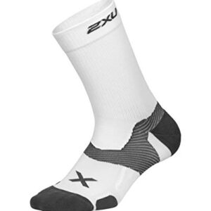 2XU Vectr Crew Sock, White/Grey, Small