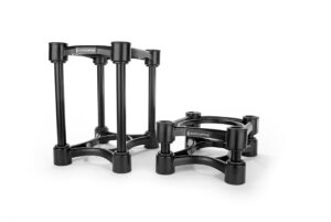 isoacoustics iso-stand series speaker isolation stands with height & tilt adjustment: iso-155 (6.1” x 7.5”) pair