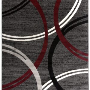 Rugshop Modern Wavy Circles Design Area Rug 7' 10" x 10'2" Red