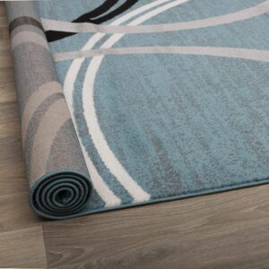 Rugshop Modern Wavy Circles Design Area Rug 3'3" x 5' Blue