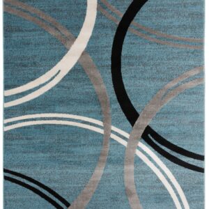 Rugshop Modern Wavy Circles Design Area Rug 3'3" x 5' Blue