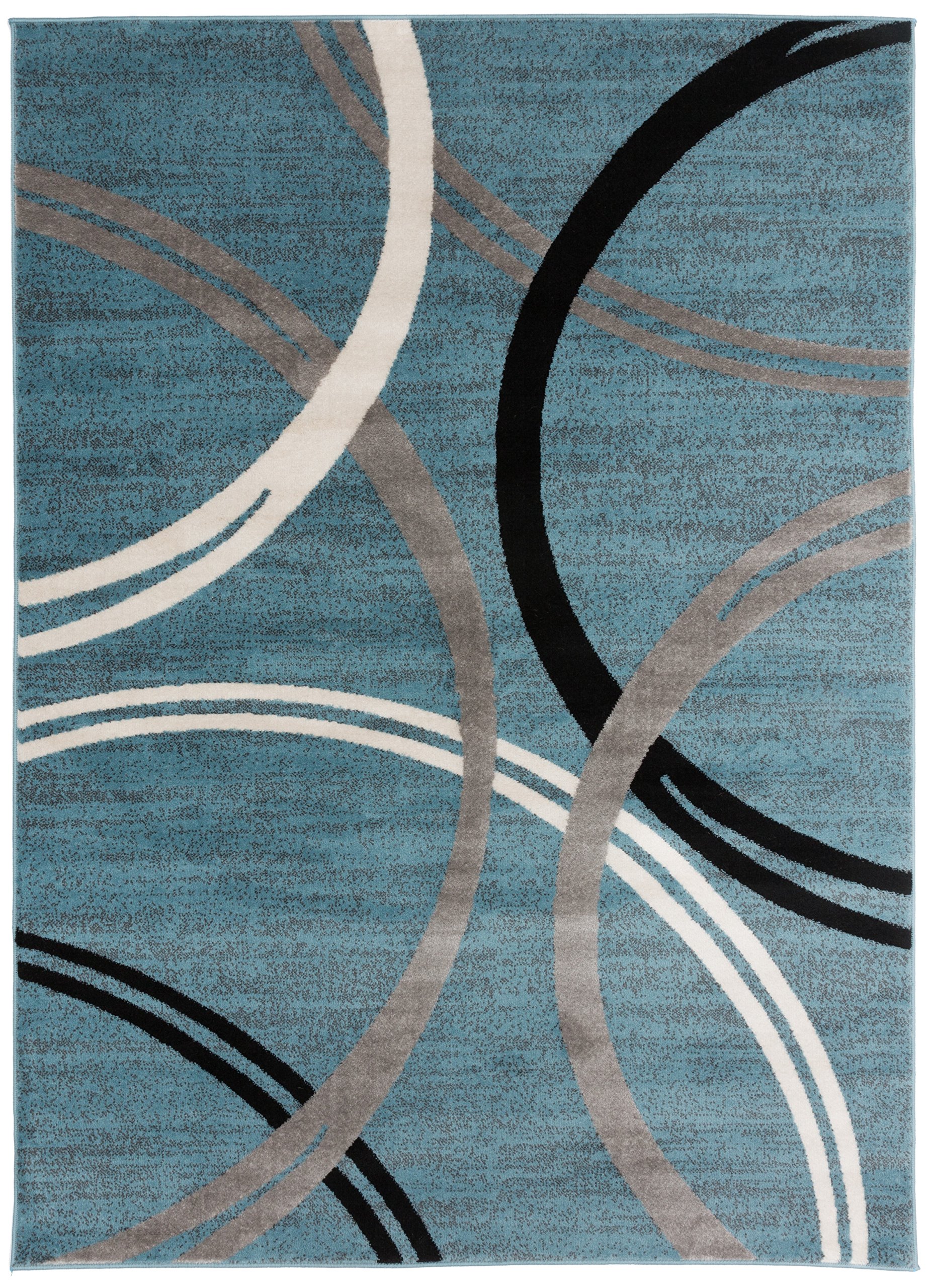 Rugshop Modern Wavy Circles Design Area Rug 3'3" x 5' Blue