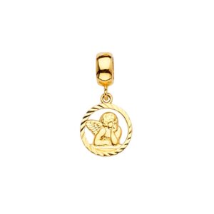 the world jewelry center 14k real yellow gold angel charm for mix&match bracelet (size : 19 x 10 mm)