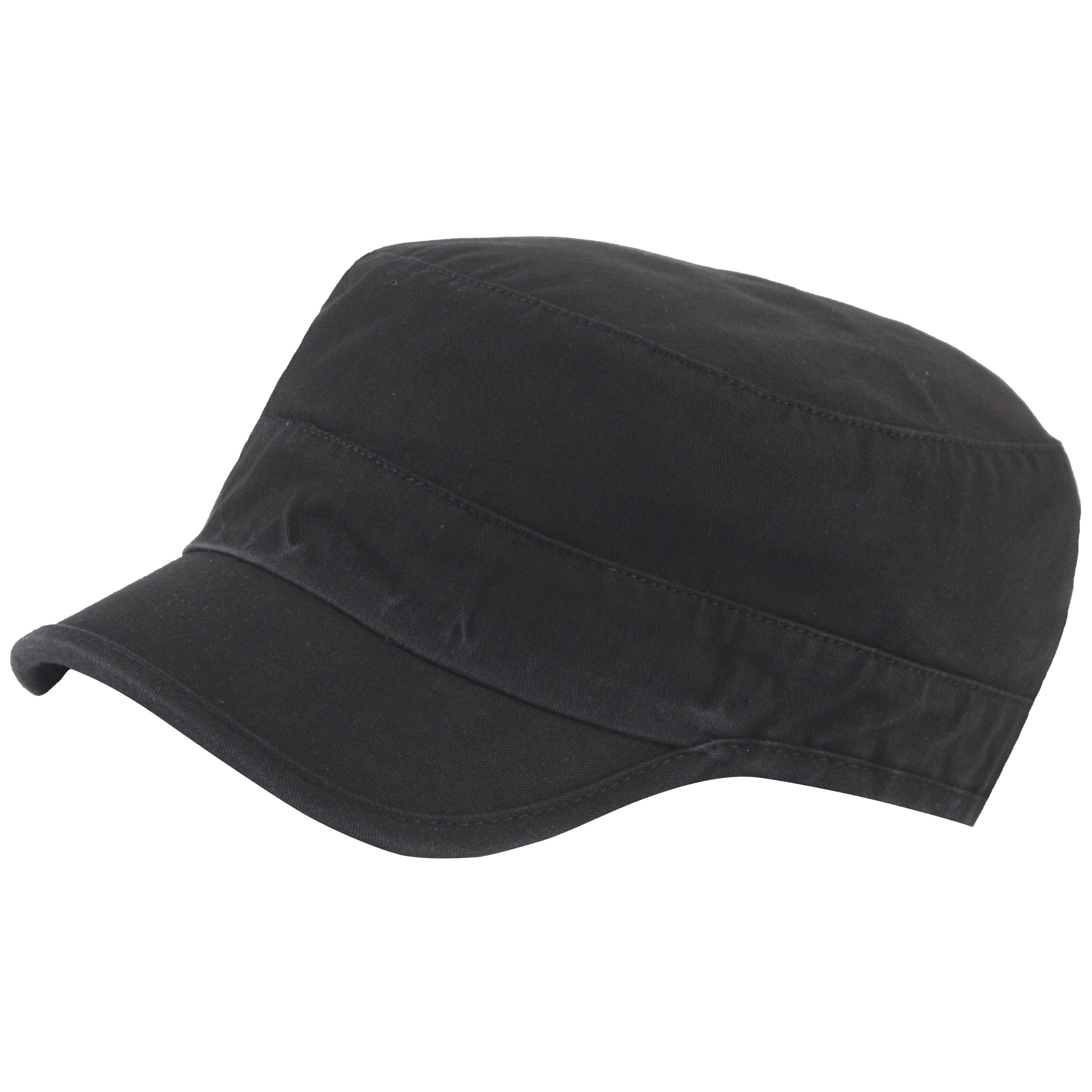 RaOn A204 Wrinkle Plain Empty Short Bill Washing Army Golf Club Cadet Military Cap, Black, 6 7/8-7 3/8