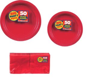 big party pack party supplies value bundle for 50-9 inch plates, 7 inch plates and beverage napkins