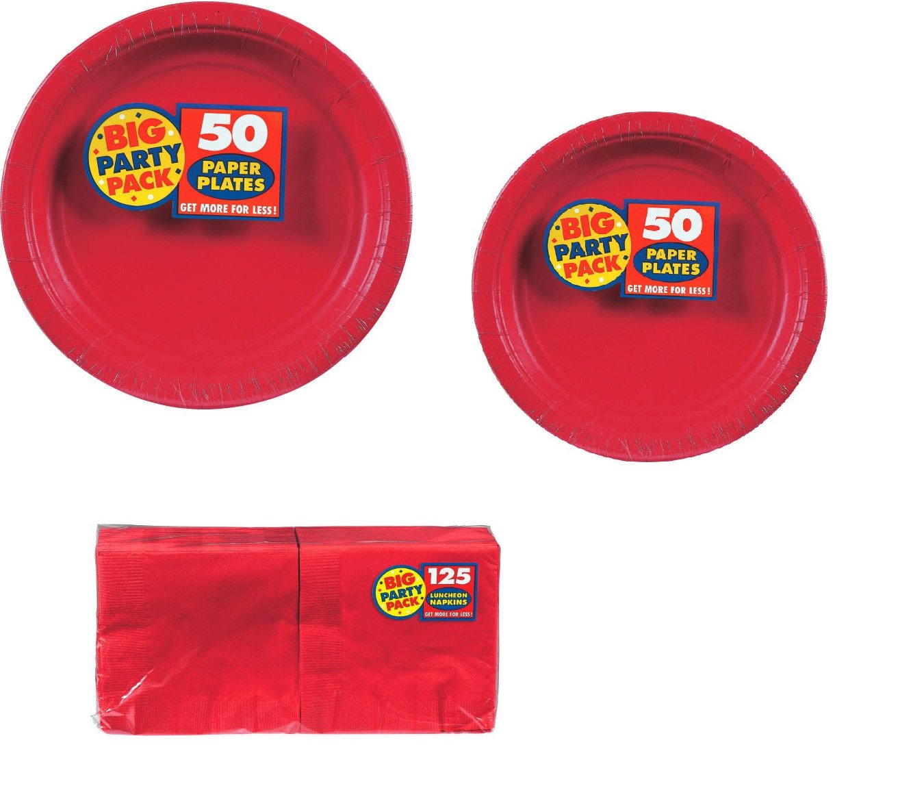 Big Party Pack Party Supplies Value Bundle for 50-9 inch Plates, 7 inch Plates and Beverage Napkins