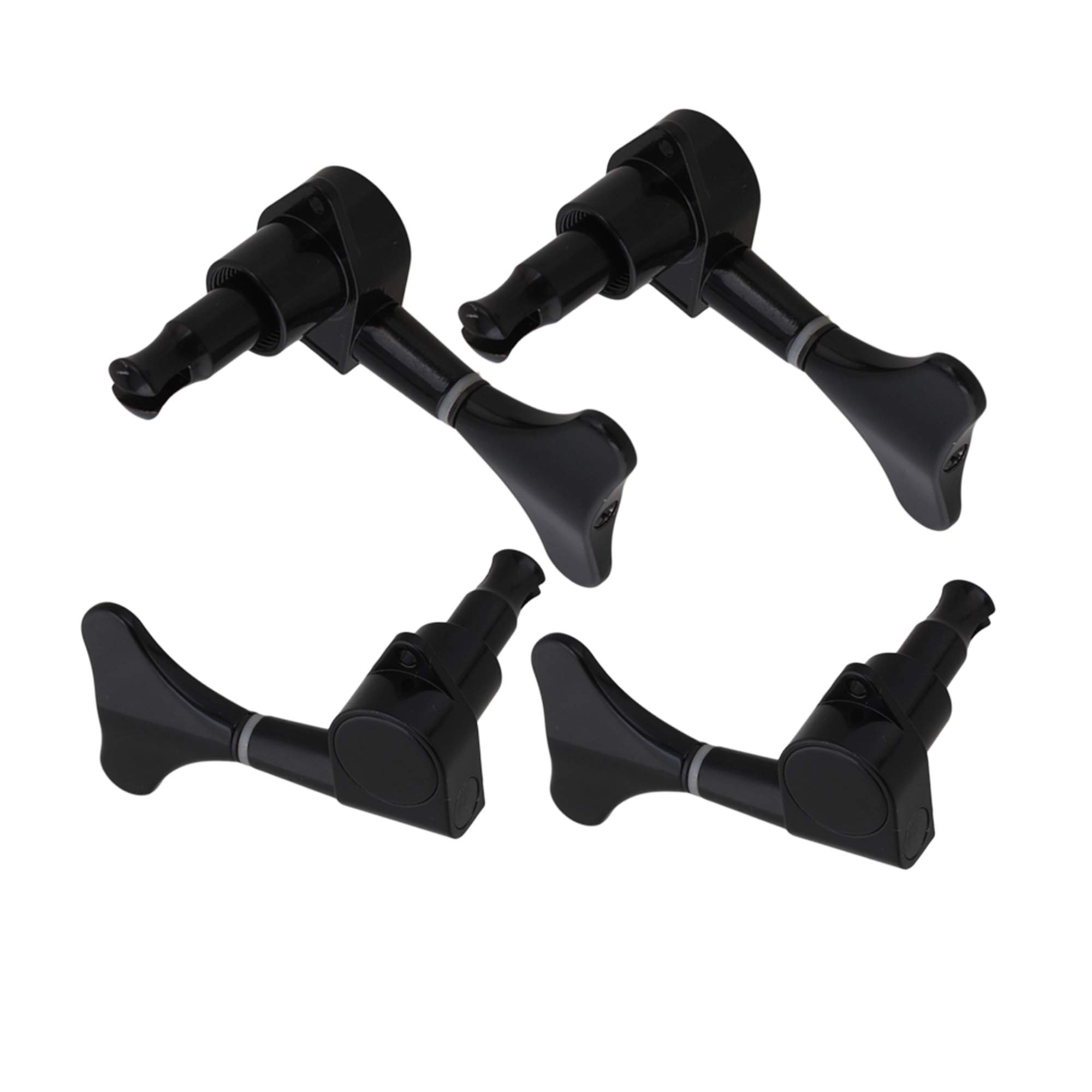 Lovermusic Black Machine Heads Tuning Pegs 4R Bass Tuners Replacement for 4 String Bass