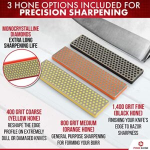 Fino Edge Professional Knife Sharpeners for Kitchen Knives - Diamond - Designed with Tight Clamp, Stable Base - Easy To Assemble with Reference Guide & Instruction Manual