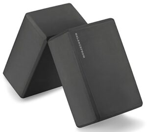 signature fitness set of 2 high density yoga blocks, 9"x6"x4" each, pair (black)