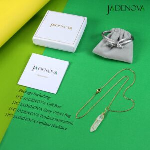 JADENOVA Full Wire Wrapped Energy Healing Crystal Gemstone Pendant Necklace 18 Inches Stainless Steel Chain（Natural Clear White Quartz）