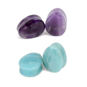 amethyst stone ear plugs tunnels stretcher piercing jewelry 2 pairs (1/2"(12mm))