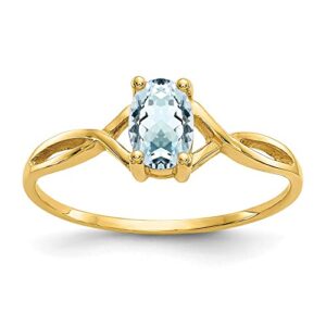 icecarats 10k yellow gold blue aquamarine ring gemstone band march birthstone jewelry size 7.00