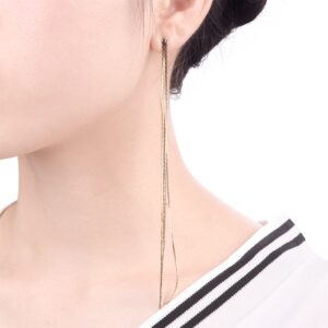 Starchenie Long Tassel Dangle Earrings Gold Drop Threader Earrings Jewelry for Women