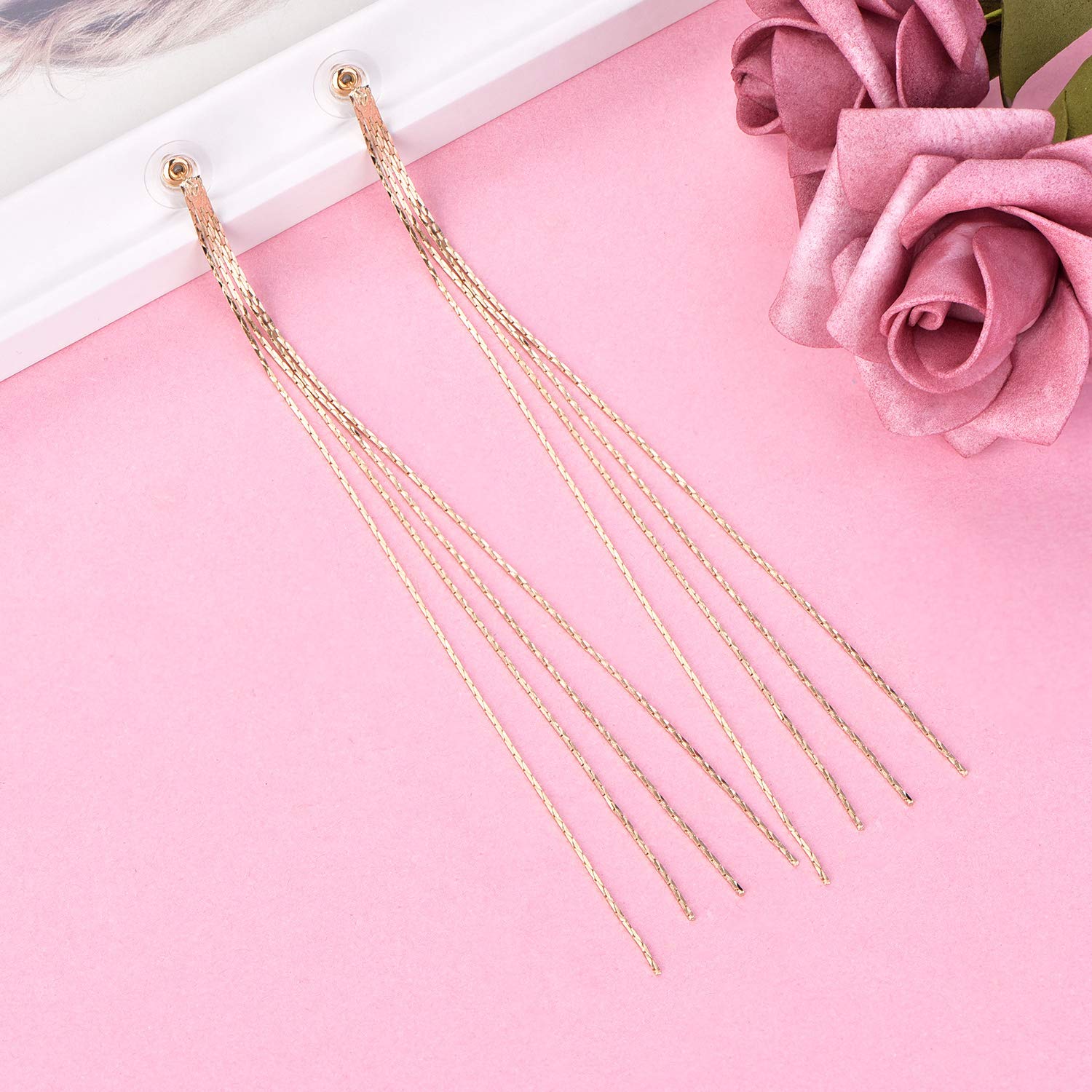 Starchenie Long Tassel Dangle Earrings Gold Drop Threader Earrings Jewelry for Women