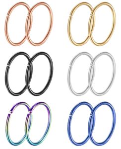 masedy 12pcs 20g 316l stainless steel nose rings hoop tragus cartilage septum ring lip piercing 10mm